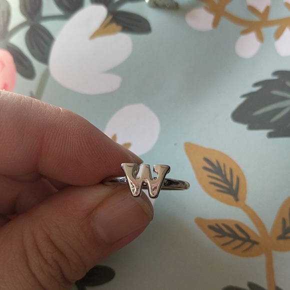 BaubleBar | Jewelry | Nwot Silver W Letter Ring Alphabet | Poshmark